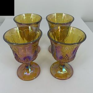 Kitchen | Orange Yellow Carnival Glass Goblets Set Of 4 | Poshmark